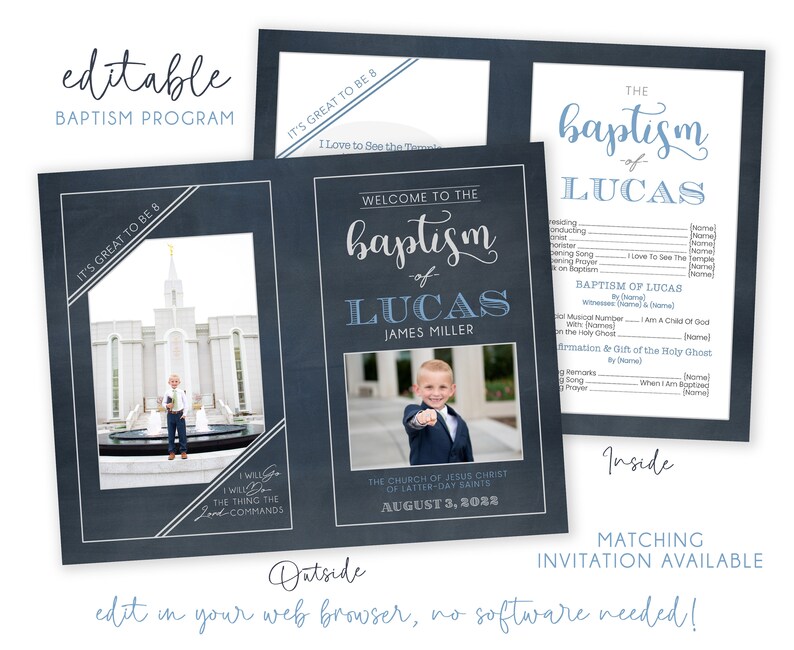 LDS Baptism Program Baptism Program Boy LDS Baptism | Etsy