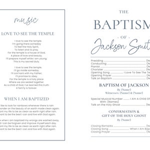 LDS Boy Baptism Program Template - Etsy
