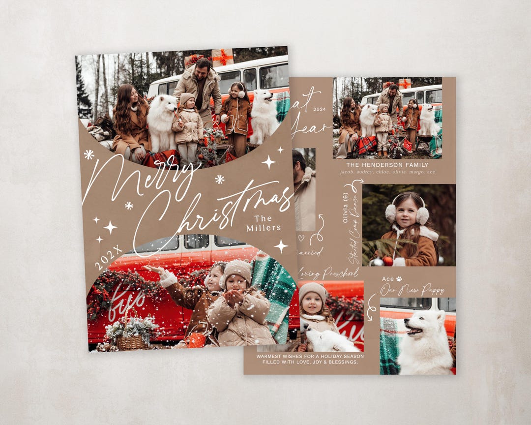 Boho Christmas Photo Card Template: Custom Holiday Design (digital ...