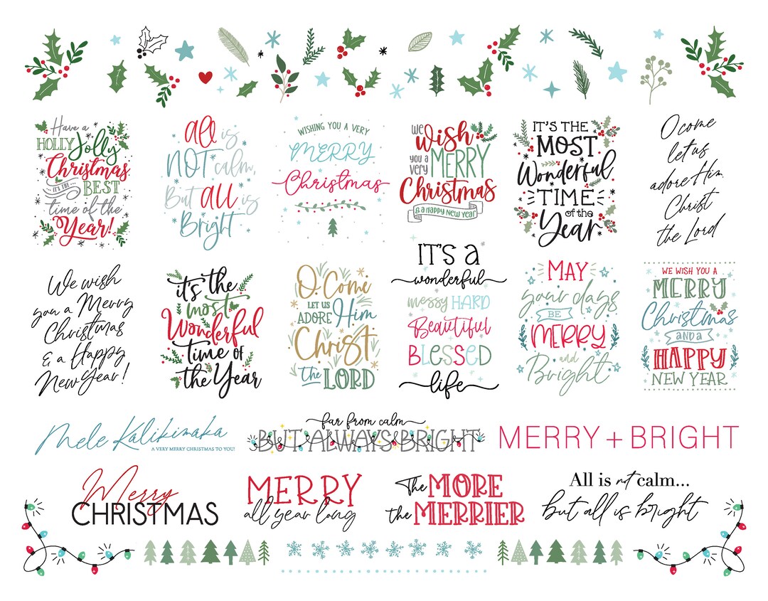 Christmas Word Art SVG Bundle: Holiday Overlays (digital Download) - Etsy