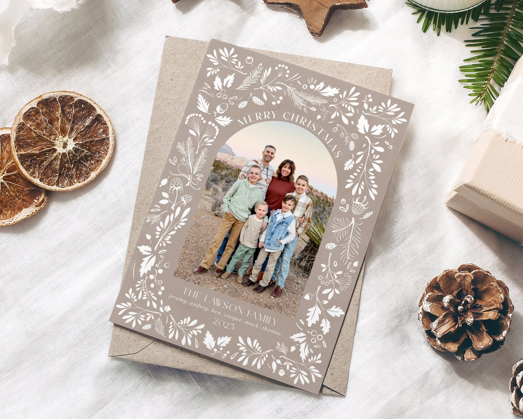 Neutral Christmas Card Template | Holiday Cards Template 5x7 ...