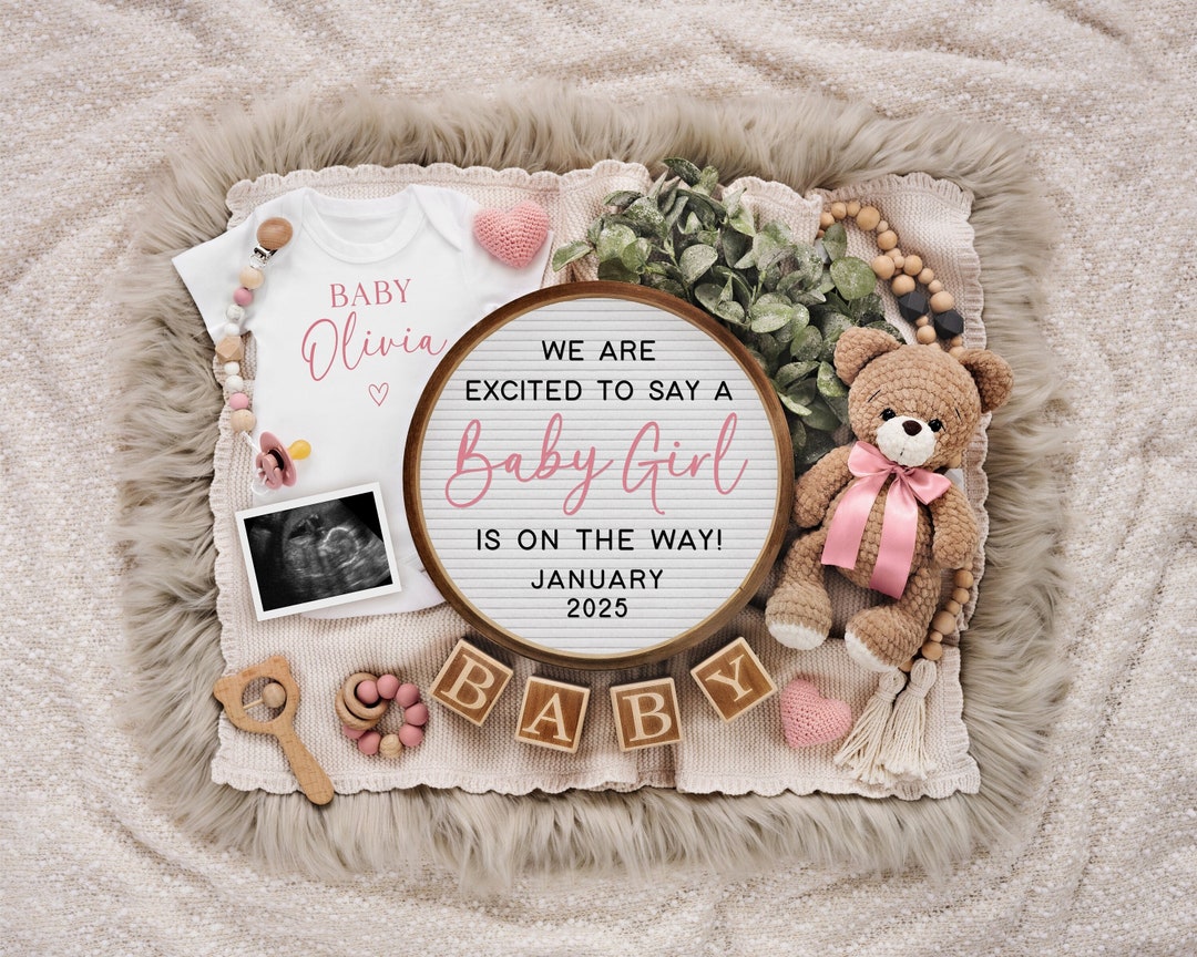 Baby Girl Pregnancy Announcement: Editable Social Media Template ...