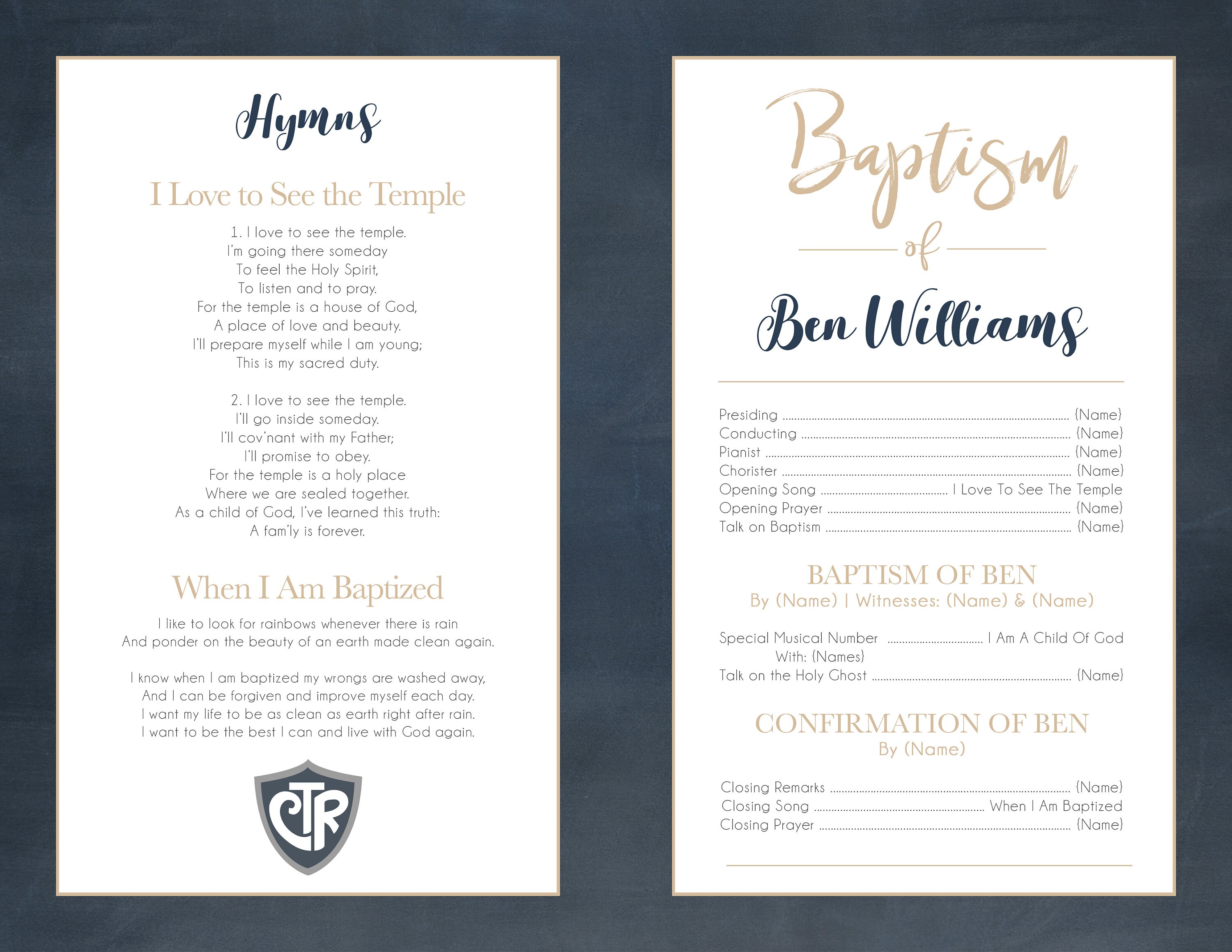 Boy Baptism Program LDS Baptism Program Editable Boy Program 