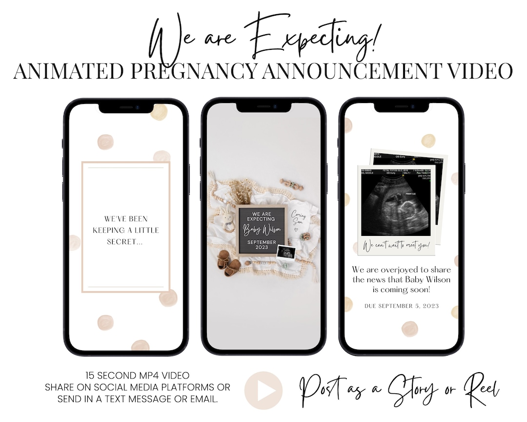 Digital Pregnancy Announcement Video - Baby Reveal Video - Canva ...