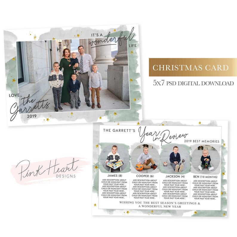 Christmas Card Template It's a Wonderful Life Year in - Etsy