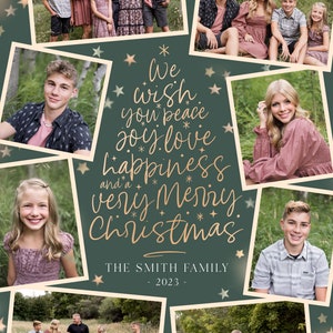 Editable Collage Christmas Card Template: Family Photo Holiday Card ...