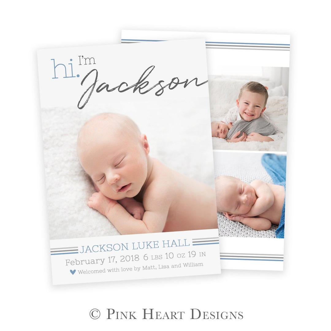 Boy Birth Announcement Template - Newborn Announcement - Boy Birth ...