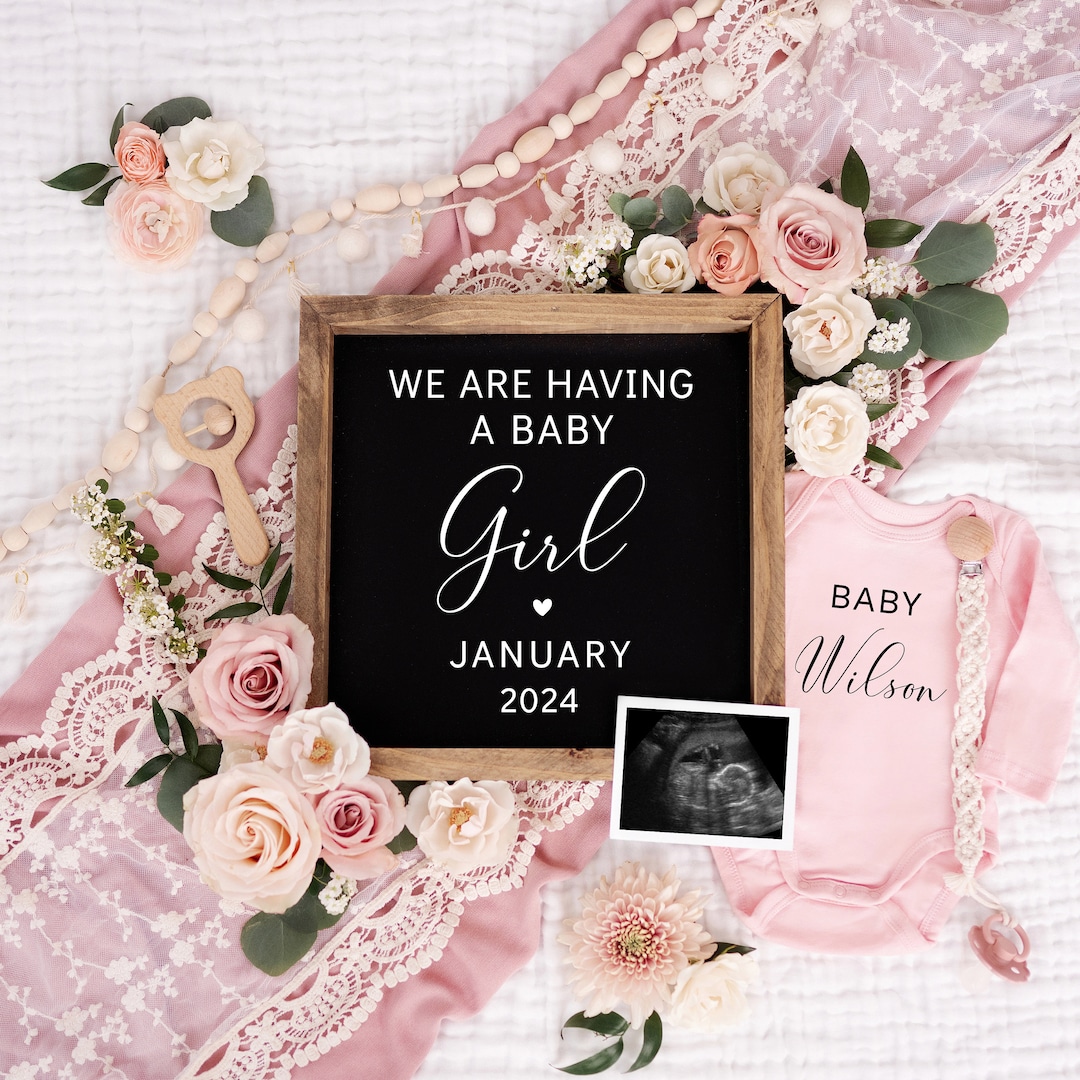 It's a Girl Digital Pregnancy Announcement, Baby Announcement, Gender ...