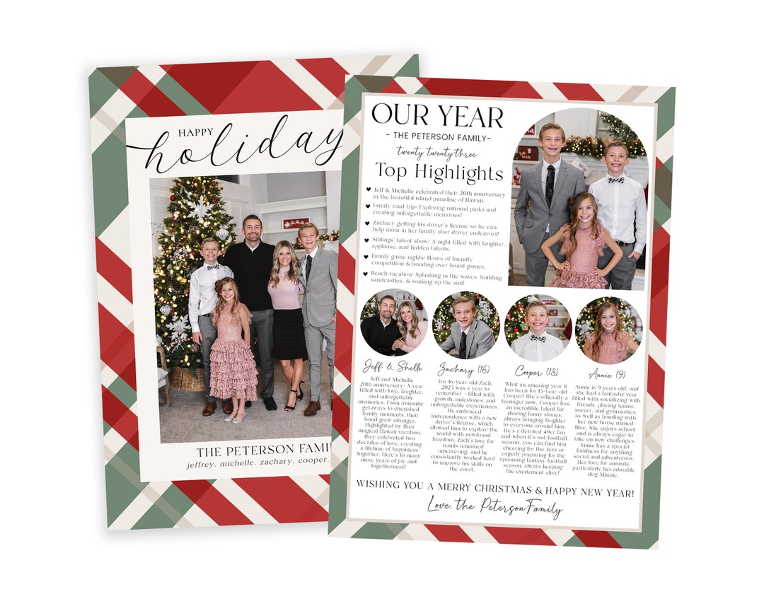 Happy Holidays Card Template |plaid Holiday Cards Template 5x7 ...