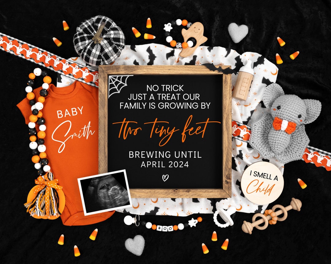 Halloween Pregnancy Announcement: Social Media Template (digital ...