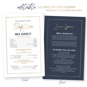 LDS Baptism Program | 1/2 Sheet Baptism Program Boy | Baptism Program ...