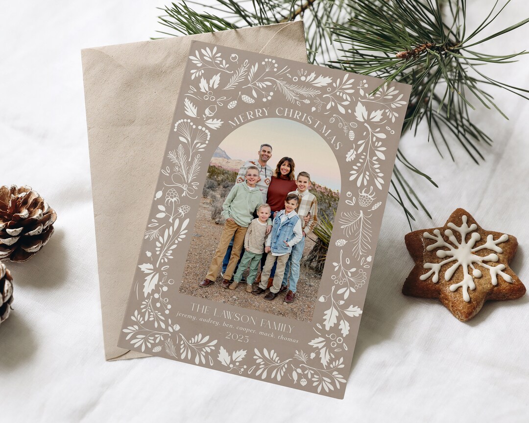 Neutral Christmas Photo Card Template: Editable Holiday Card (digital ...