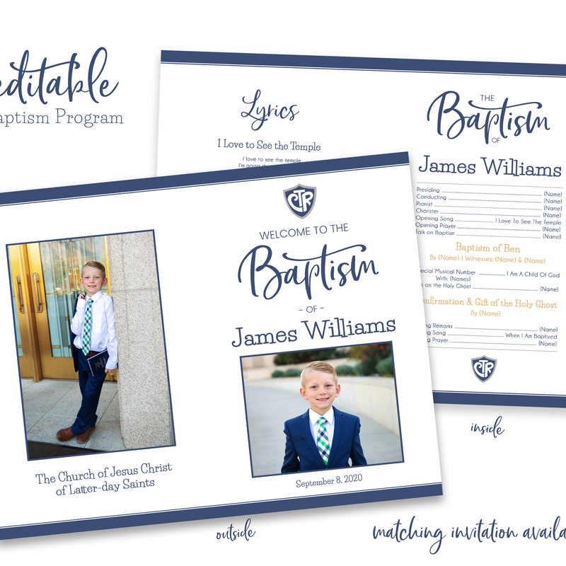 Lds Boy Baptism Program Template - Etsy