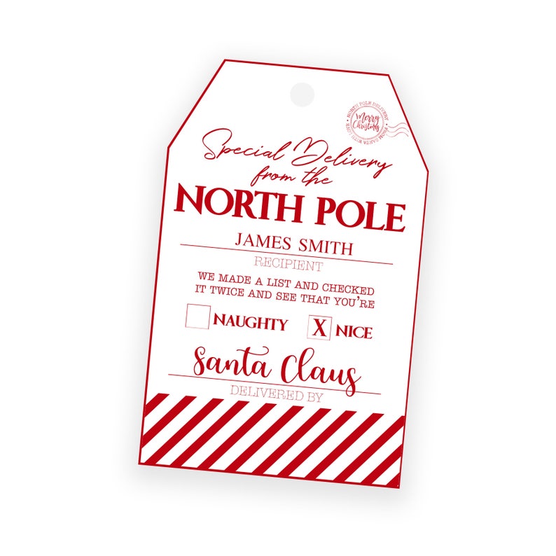 Printable Santa Gift Tag Customizable Santa Tag Printable - Etsy