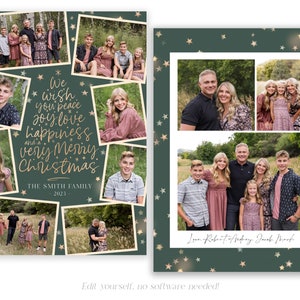 Editable Collage Christmas Card Template: Family Photo Holiday Card ...