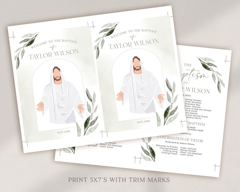 LDS Baptism Program Template: Customizable Boy Design (digital Download ...
