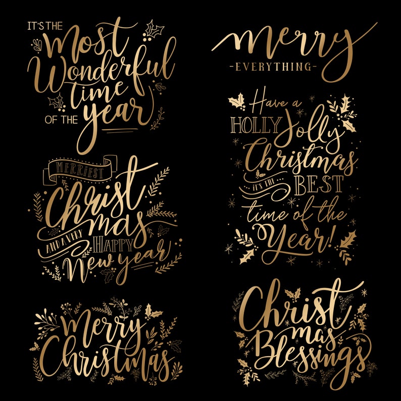 Gold Christmas Overlays Holiday Word Art Overlays for | Etsy