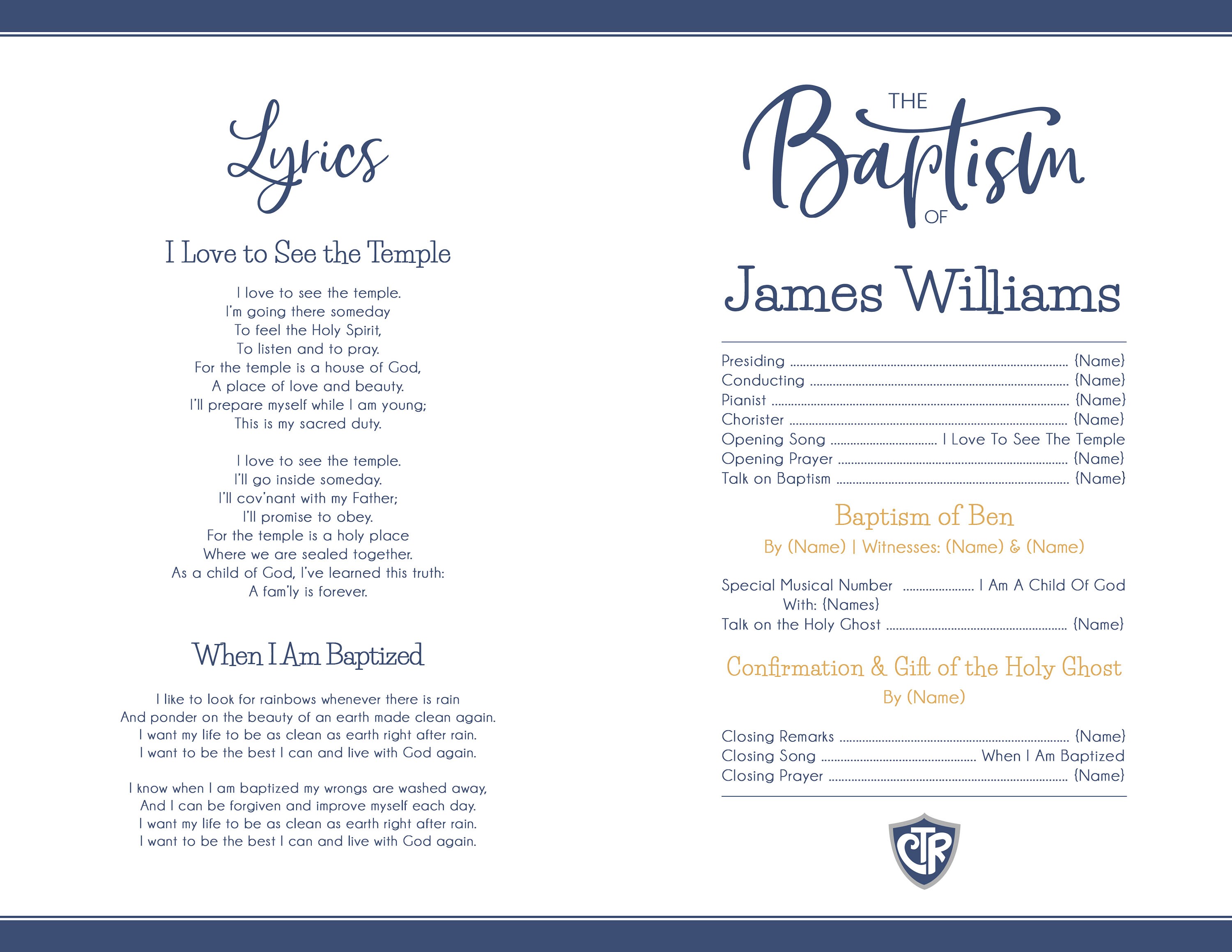 Lds Baptism Program Template Free