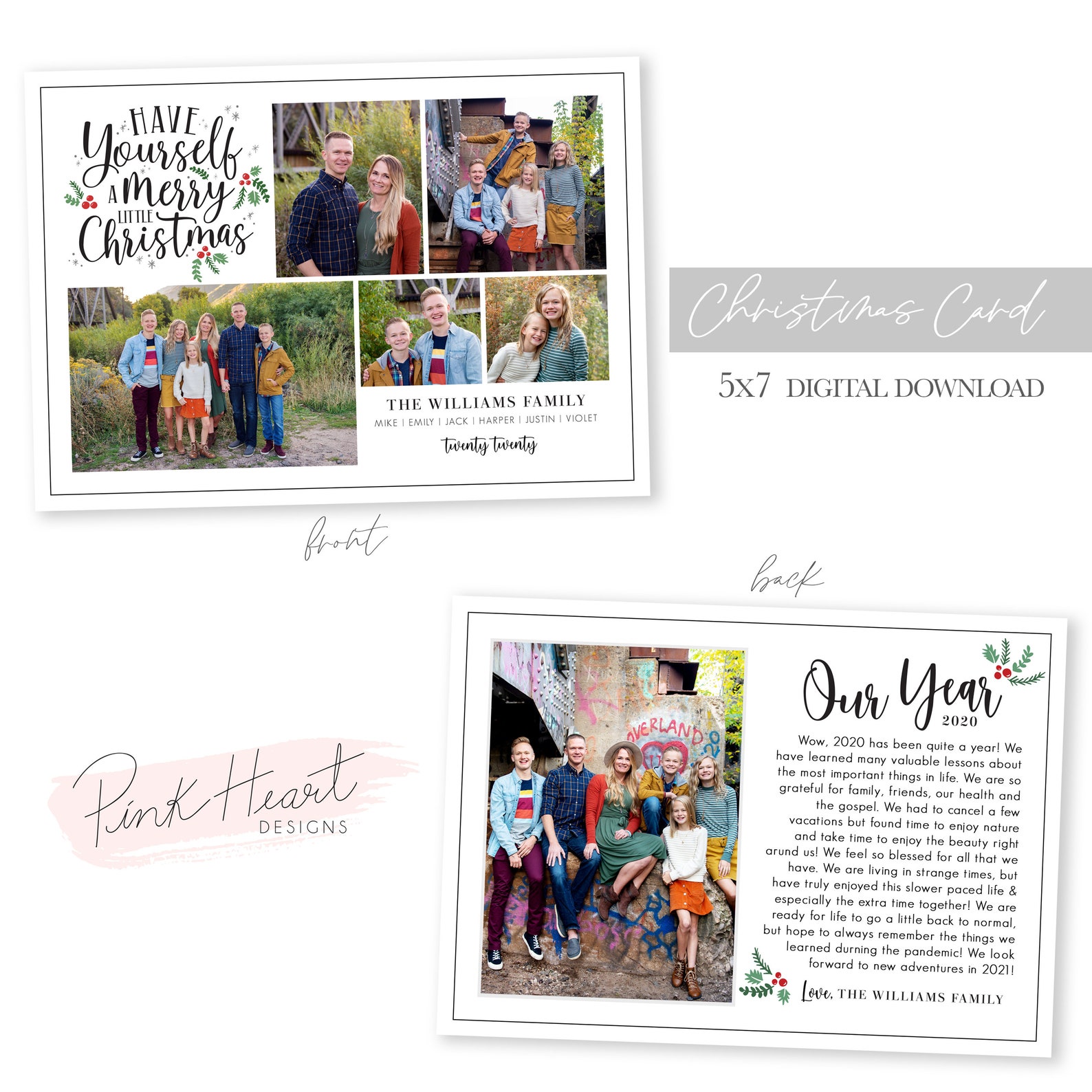 Year in Review Christmas Card Template: Photo Collage 5x7 (corjl) - Etsy