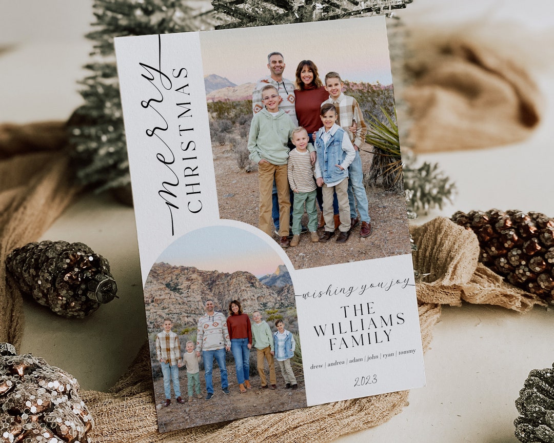 Minimalist Arch Christmas Card Template: Editable Holiday Card (digital ...