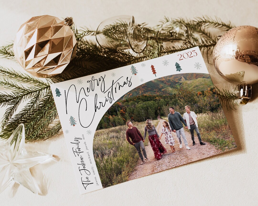 Boho Christmas Photo Card Template: Editable Holiday Card (digital) - Etsy