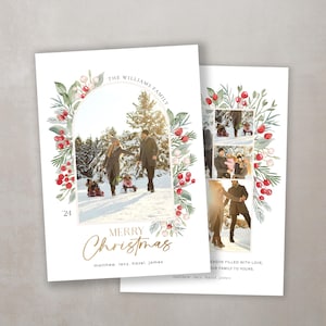 Christmas Card Template - Custom Holiday Photo Card - Modern Boho ...