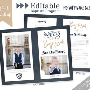 Boy Baptism Program Template: Photo Program, Editable LDS Design ...