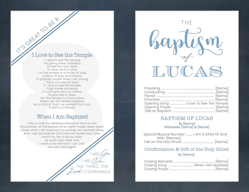 LDS Baptism Program Baptism Program Boy LDS Baptism | Etsy