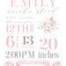 Girl Baby Stats Sign Nursery Stats Wall Art Birth Announcement Print ...