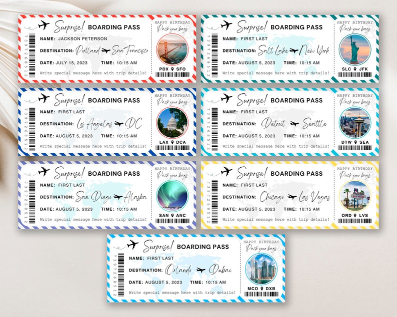 Editable Boarding Pass Template: Canva Customizable Plane Ticket ...