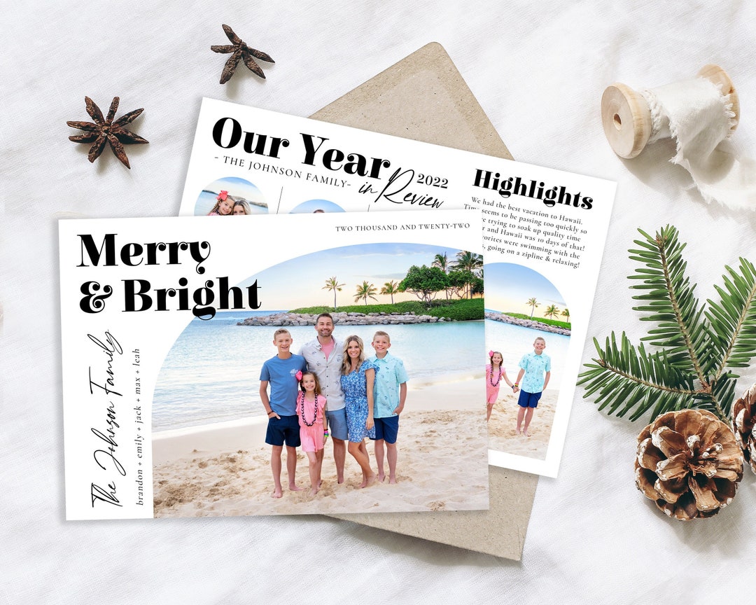 Minimalist Year in Review Christmas Photo Card Template (digital) - Etsy