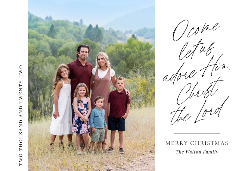 Religious Christmas Card Template: O Come Let Us Adore Him (corjl) - Etsy