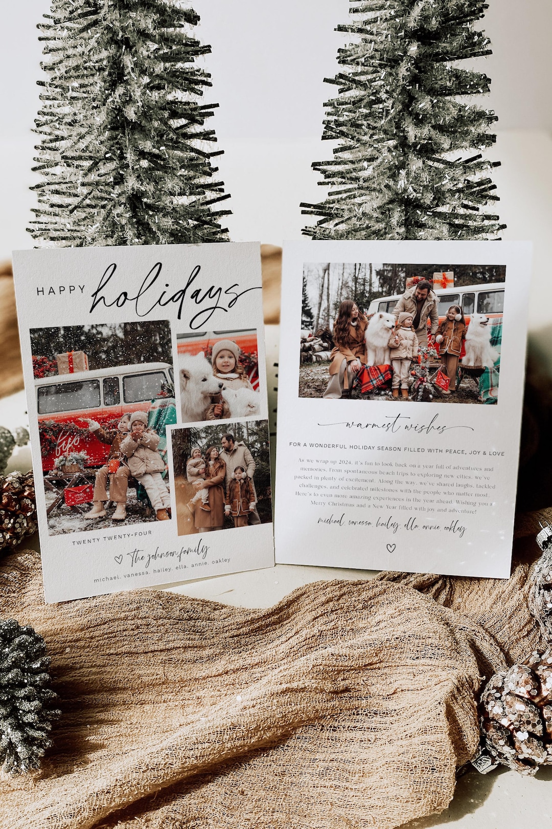 Boho Christmas Card Template 2024 Minimalist Christmas Cards Holiday ...