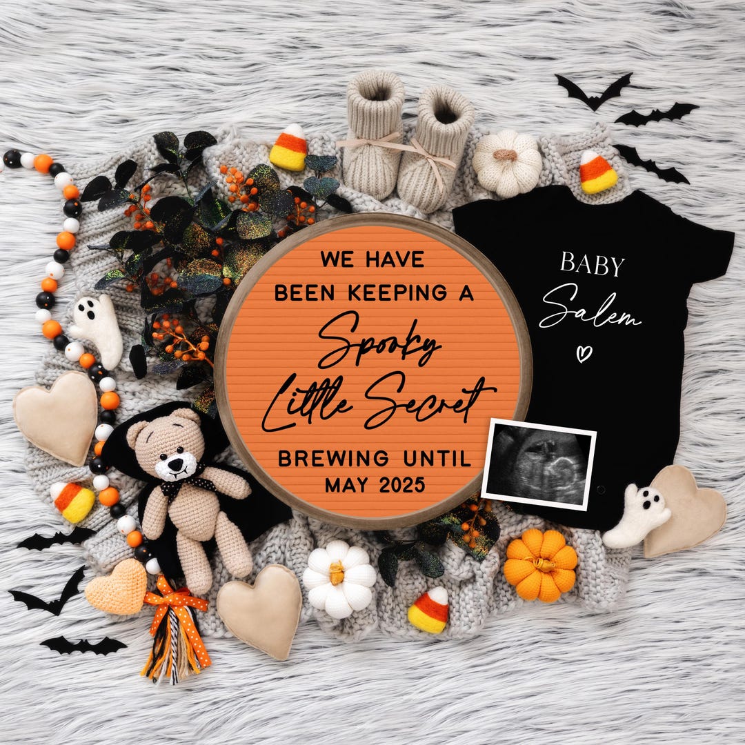 Spooky Fall Pregnancy Reveal - Digital Halloween Baby Announcement ...