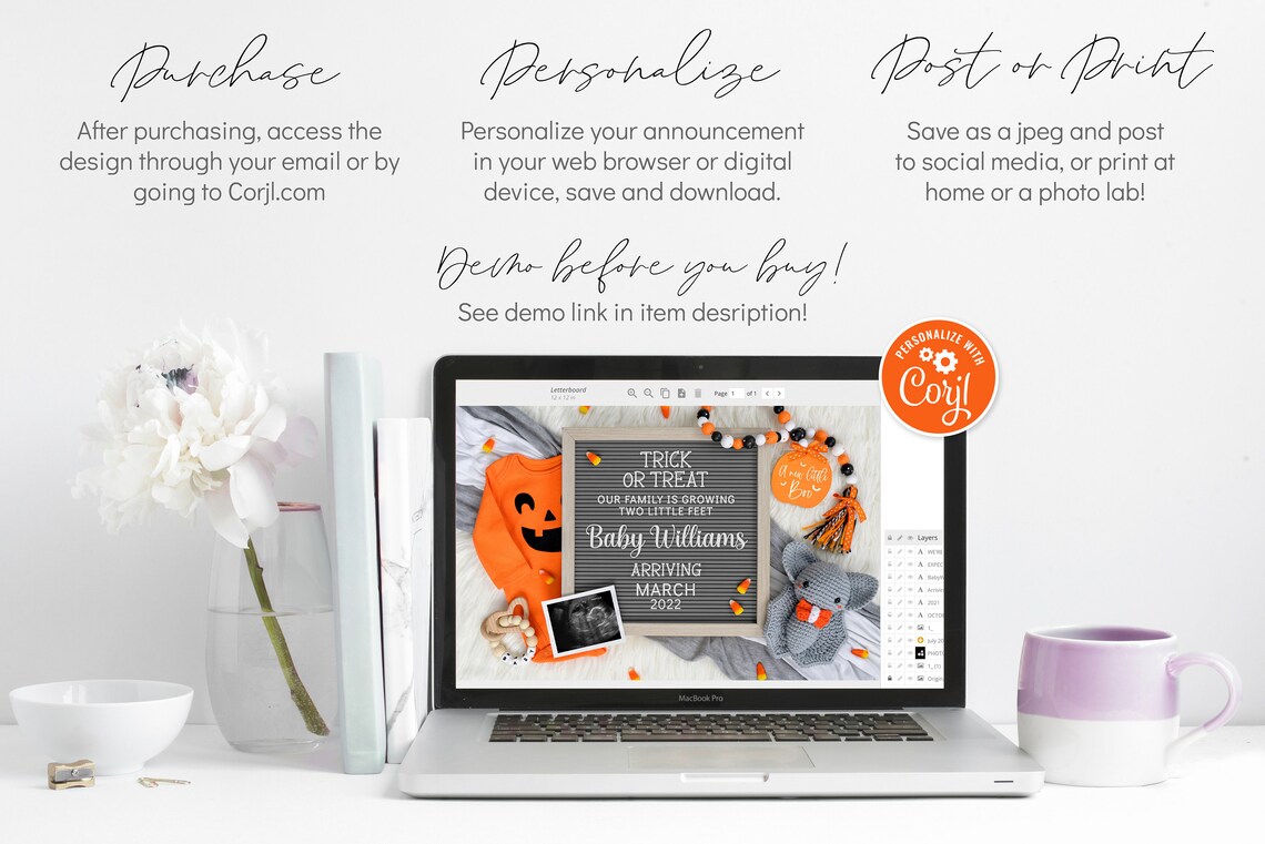 Halloween Digital Pregnancy Announcement Digital Baby - Etsy