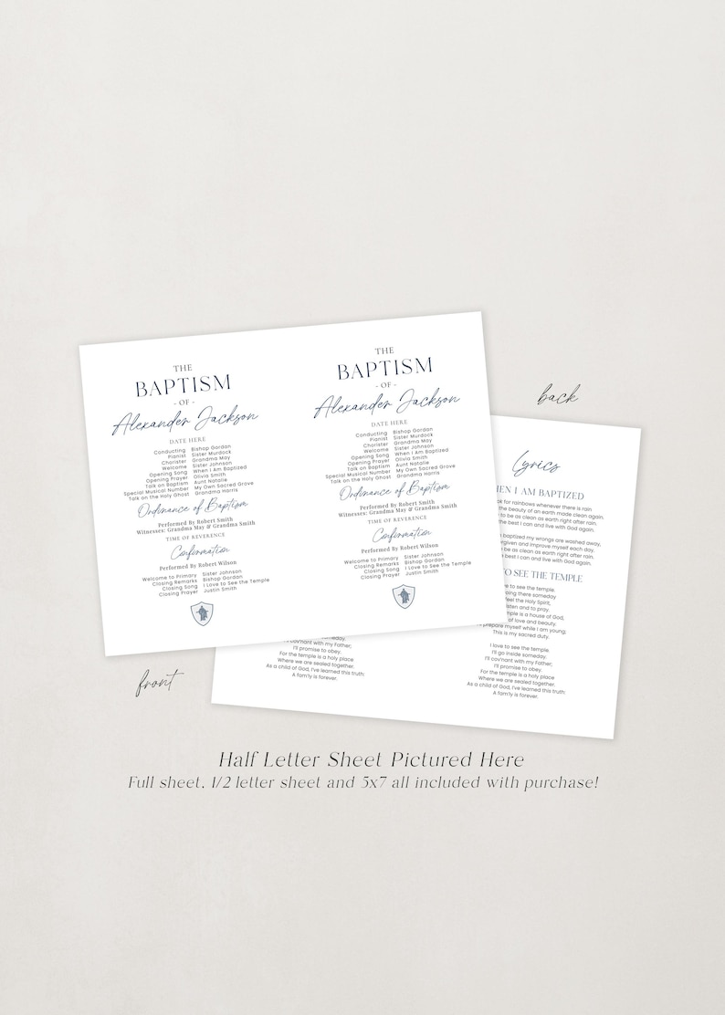 LDS Baptism Program Template for Boys: Simple Clean Design (instant ...