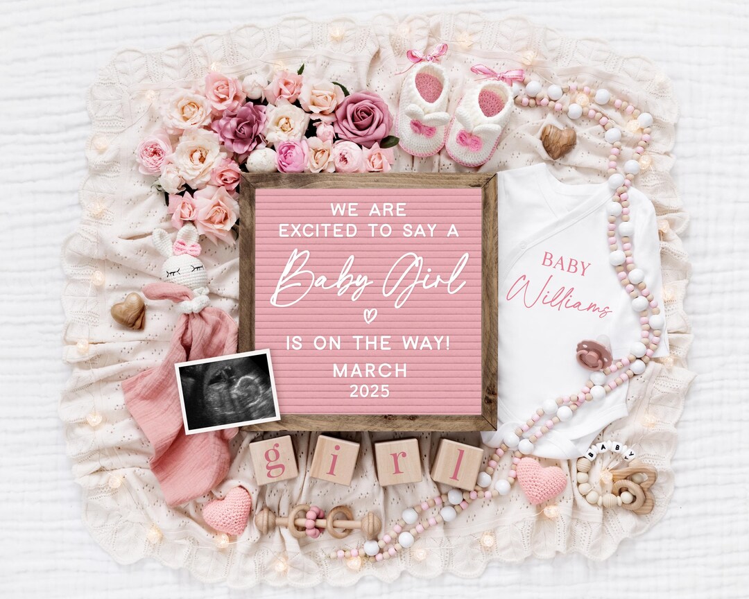 It's a Girl Baby Gender Reveal, Simple Summer Minimalist Social Media ...