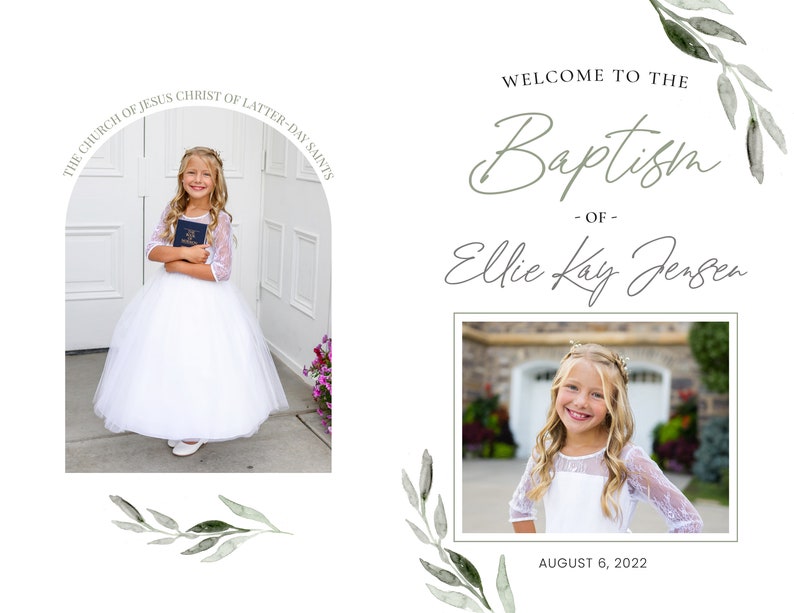 LDS Girl Baptism Program Template: Editable Floral Design - Etsy