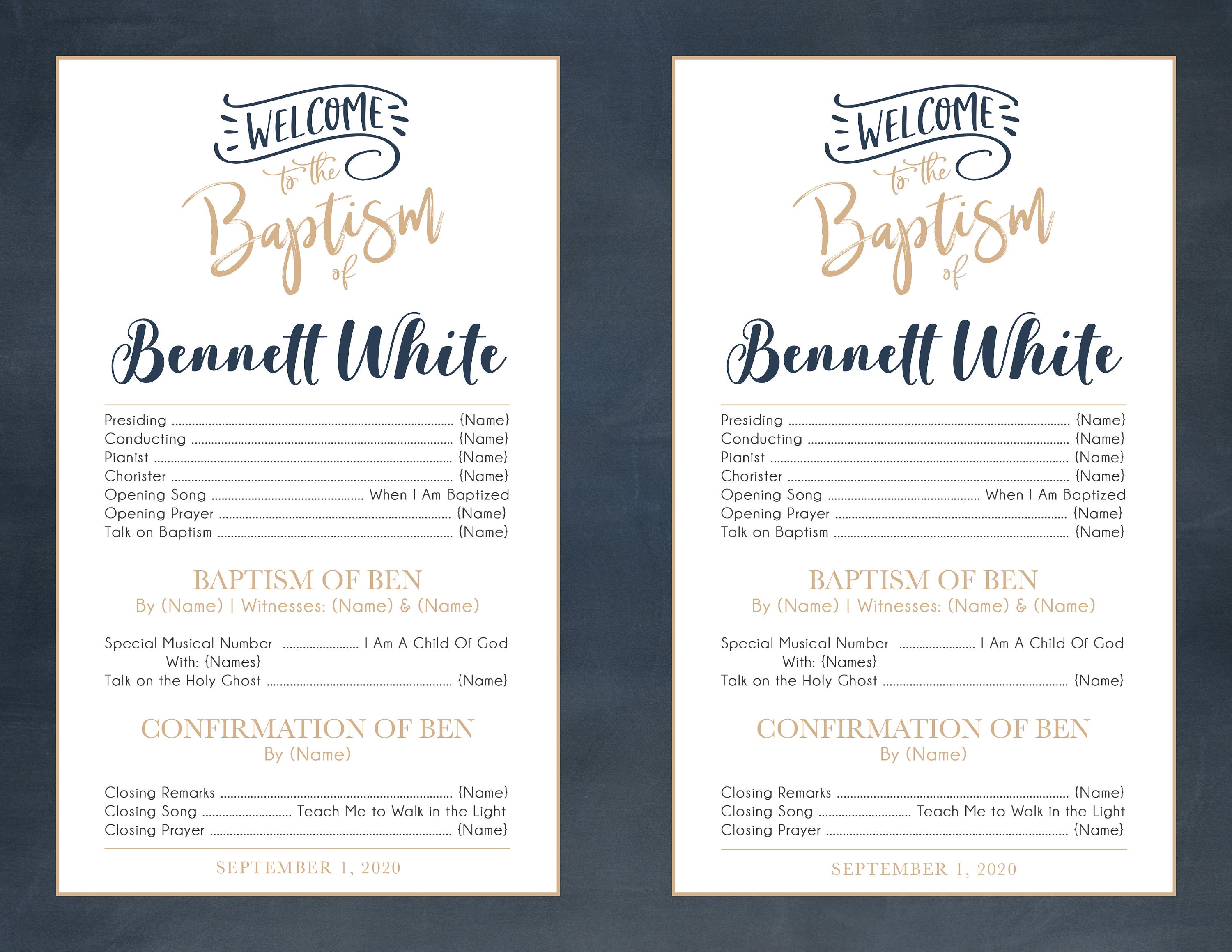 Baptism Program LDS Baptism Program Boy LDS Baptism Program 