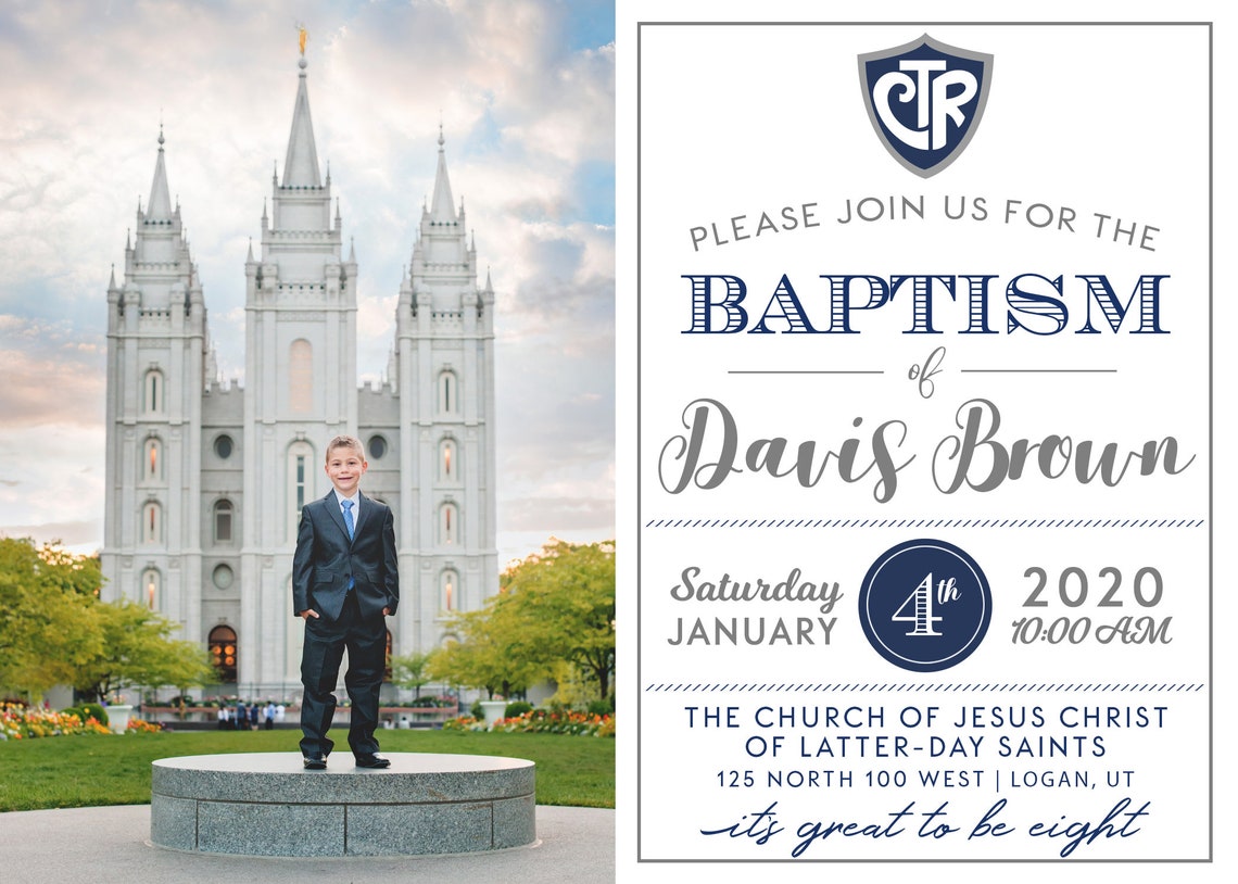 Customizable LDS Boy Baptism Invitation Add Your Own Photos - Etsy