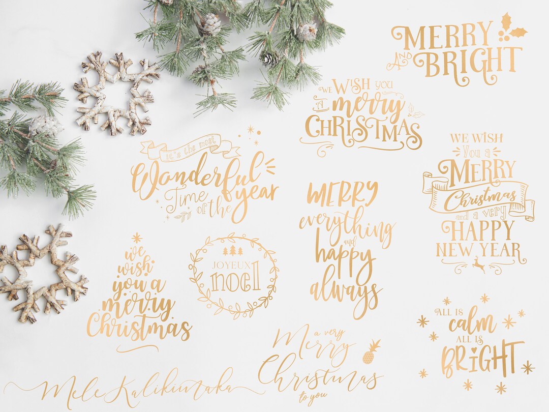 Christmas Gold Word Art Overlays: Holiday Photo Design (digital ...