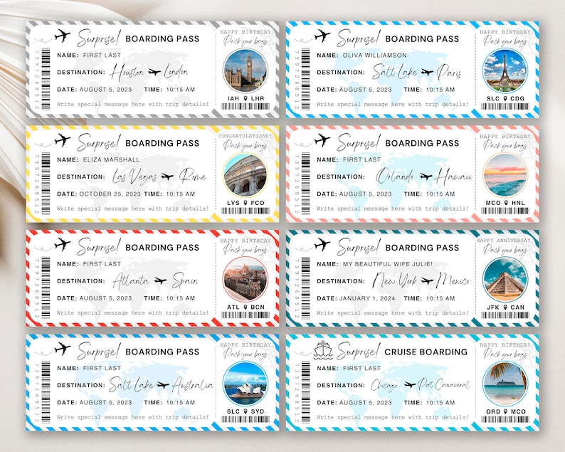 Editable Boarding Pass Template: Canva Customizable Plane Ticket ...