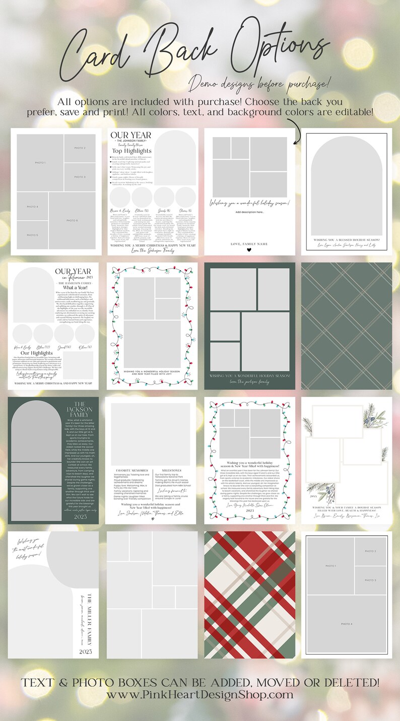 Photo Collage Christmas Card Template: 5x7 Editable Holiday Card ...