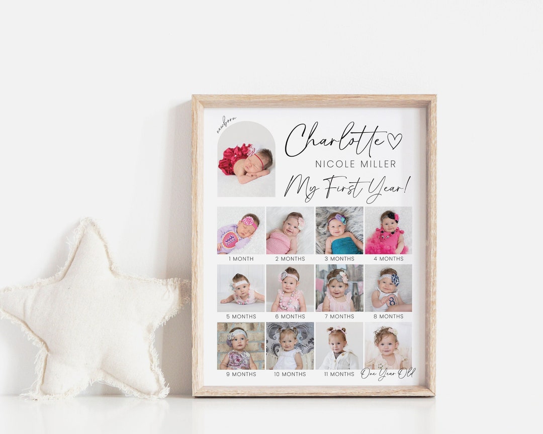 Printable Baby's First Year Milestone Sign 1st Birthday Photo Collage ...