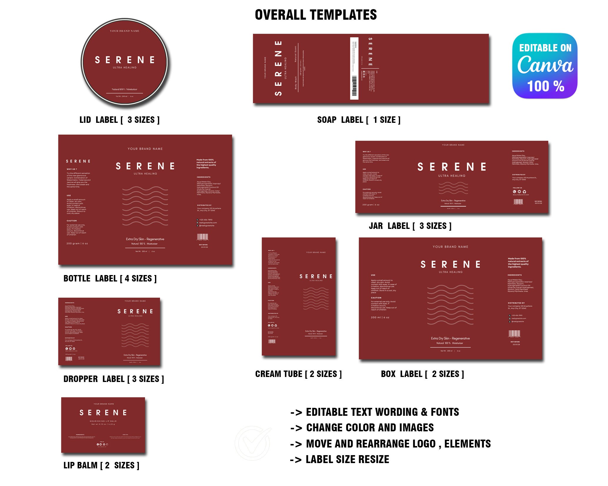 Editable Body Product Labels, DIY Cosmetic Labels, Editable Bundle ...