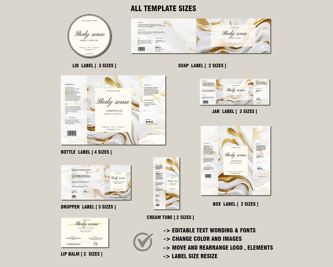 Editable Body Product Labels, DIY Cosmetic Labels, Editable Bundle ...
