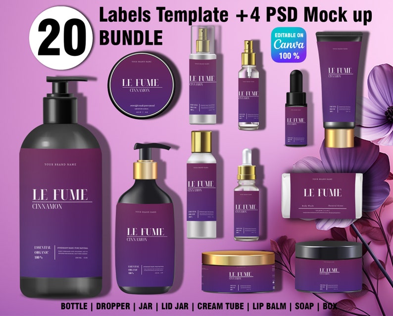 Editable Body Product Labels, DIY Cosmetic Labels, Editable Bundle ...