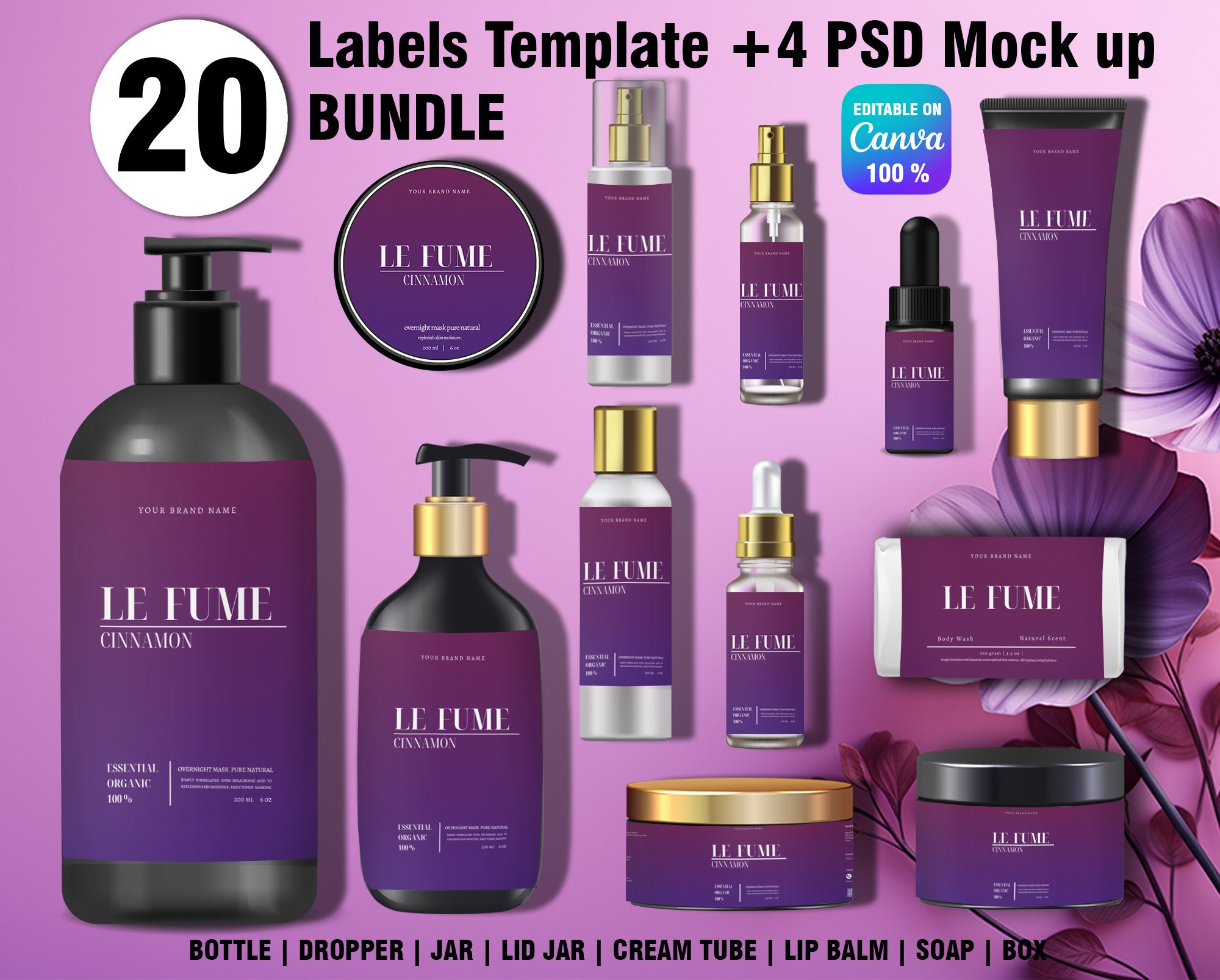 Editable Body Product Labels, DIY Cosmetic Labels, Editable Bundle ...