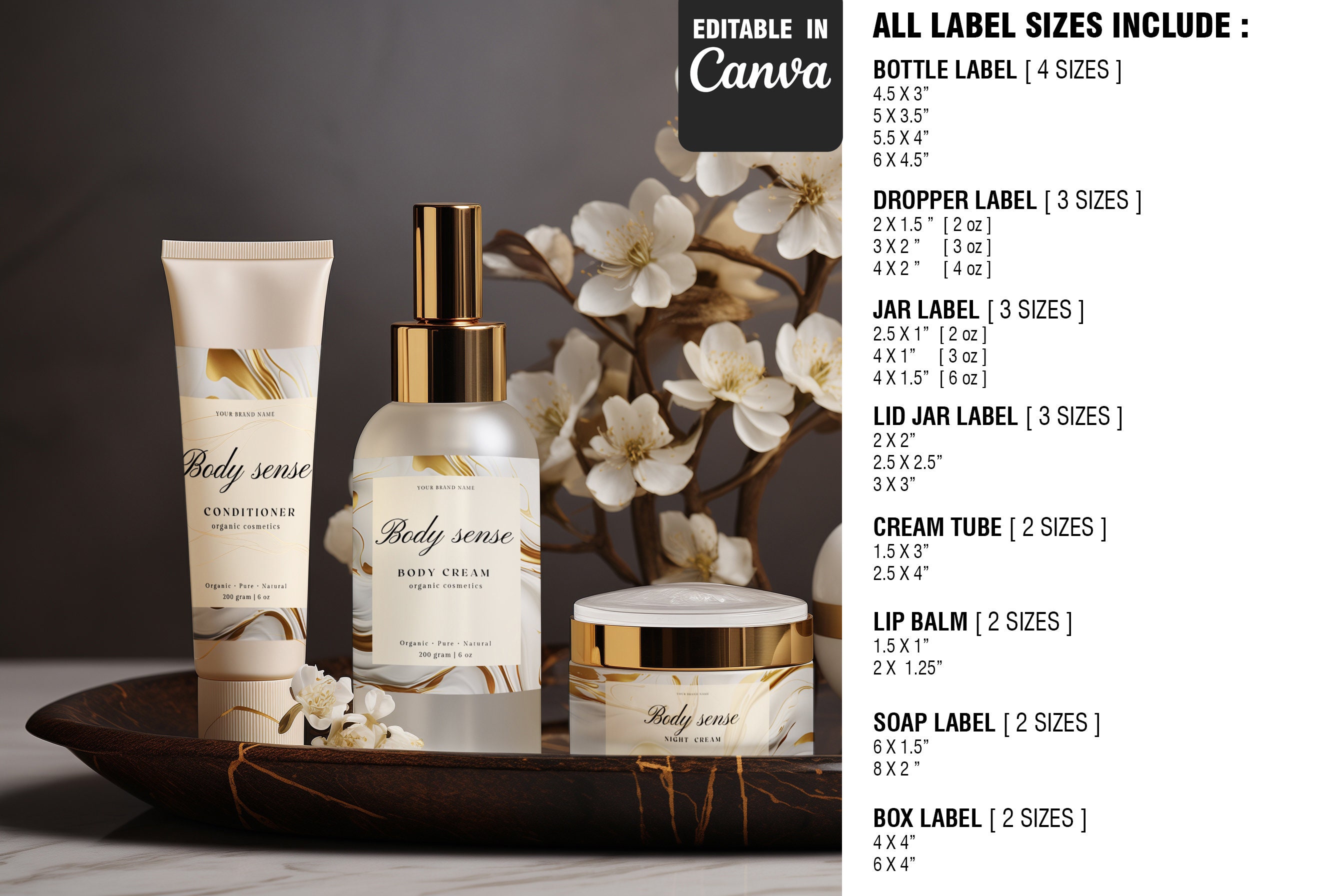 Editable Body Product Labels, DIY Cosmetic Labels, Editable Bundle ...