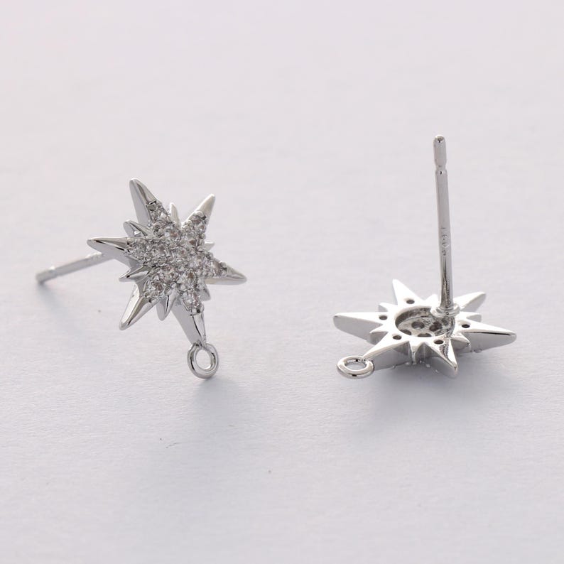 10pcs Platinum Plated Star Earrings Stud, Zircon Star Earrings,earrings ...